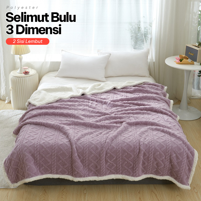Jual Selimut Bulu Halus Motif Dewasa Polos Tebal / Selimut Bulu Dewasa 3D / Selimut Bulu Halus ...