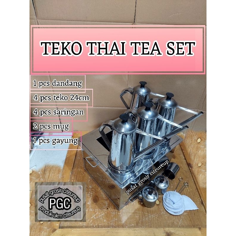 Jual Teko Thai Tea Set Lengkap/ Dandang uap Thai tea isi 4 Teko Lengkap ...