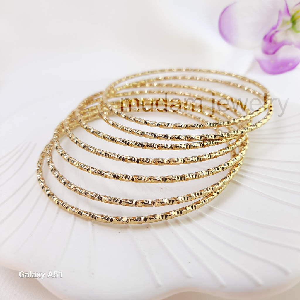 Jual Gelang Titanium KERONCONG Model Ulir Hexa Gold | Shopee Indonesia