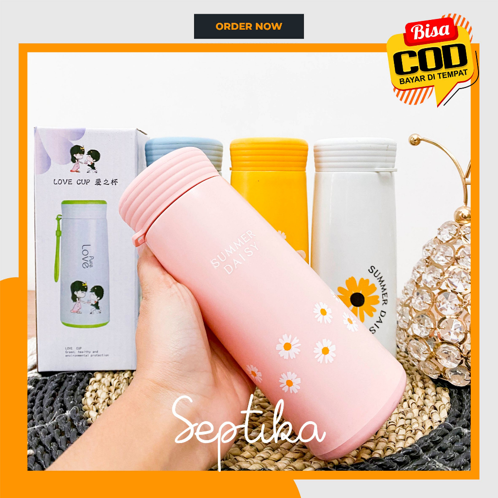 Jual Botol Kaca Summer Daisy Bunga Pakai Box Tumbler Glass Termos Air ...