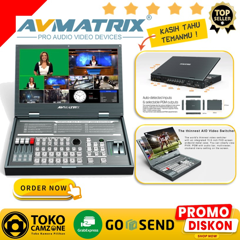 Jual AVMATRIX PVS0615 Portable 6-Channel Video Switcher with 15.6" LCD ...