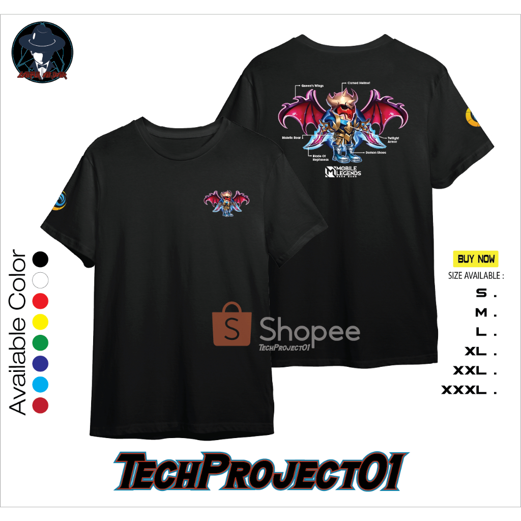 Jual Tshirt Kaos Mobile Legends Item Build Hero MLBB Best Quality Kaos ...