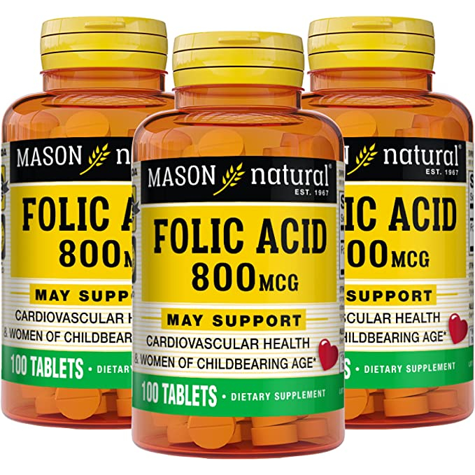 Jual Mason Natural, Folic Acid, 800 mcg, 100 Tablets | Shopee Indonesia