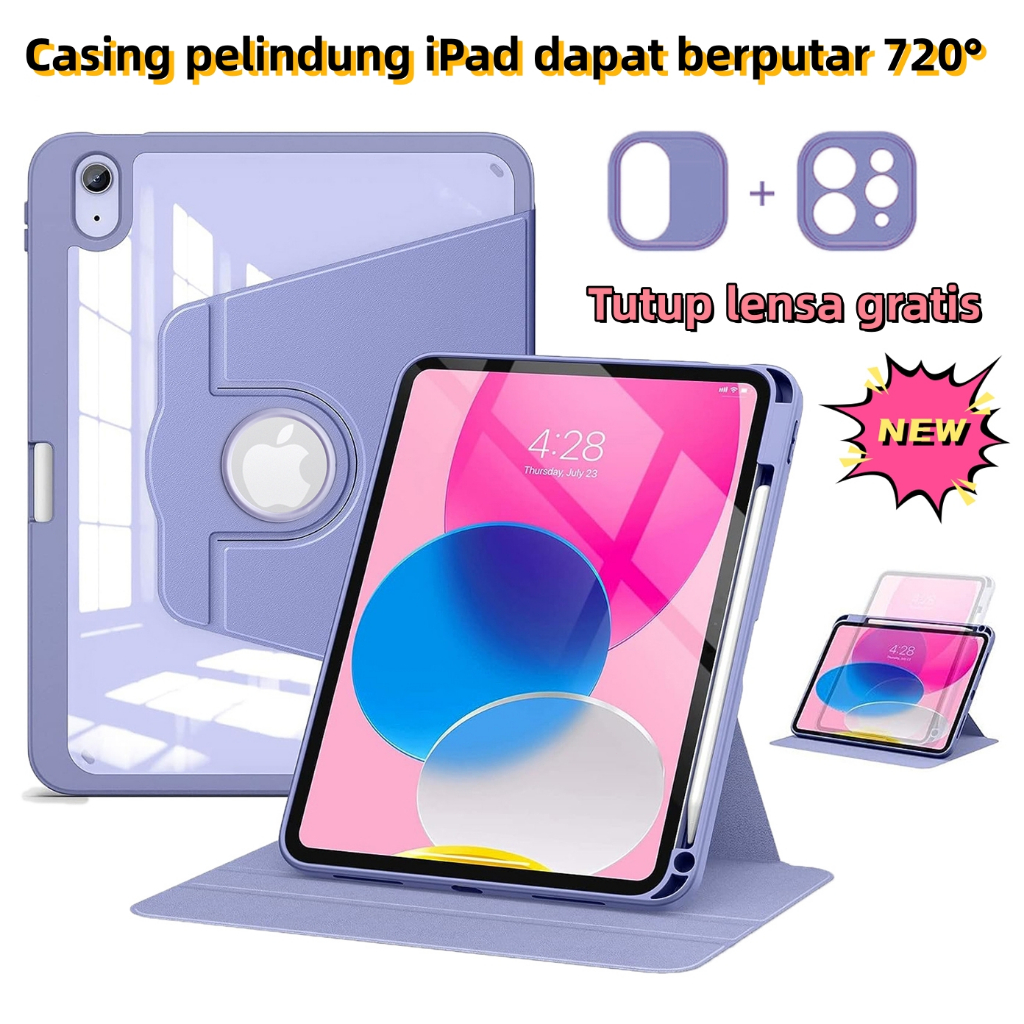 Jual iPad case 720°rotation 10.2 case iPad air5 LOGO terbuka bulat air4 ...