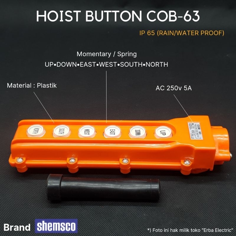 Jual Rain Water Proof COB-63 Hoist Crane Push Button 6 Tombol 5A 250v ...
