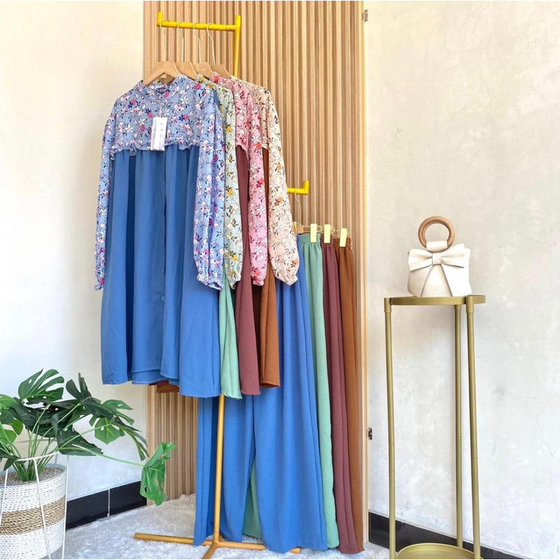 Jual Dinda One Set JUMBO LD 130cm Setelan (Atasan dan Celana) Cringkle ...