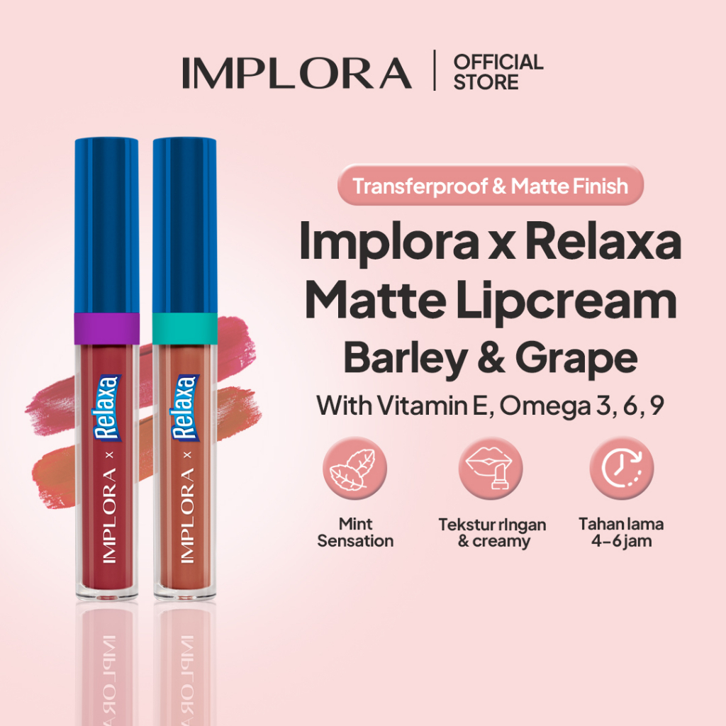 Jual Implora x Relaxa Matte Lipcream (Barley Grape)-NEWIMPLORA | Shopee ...