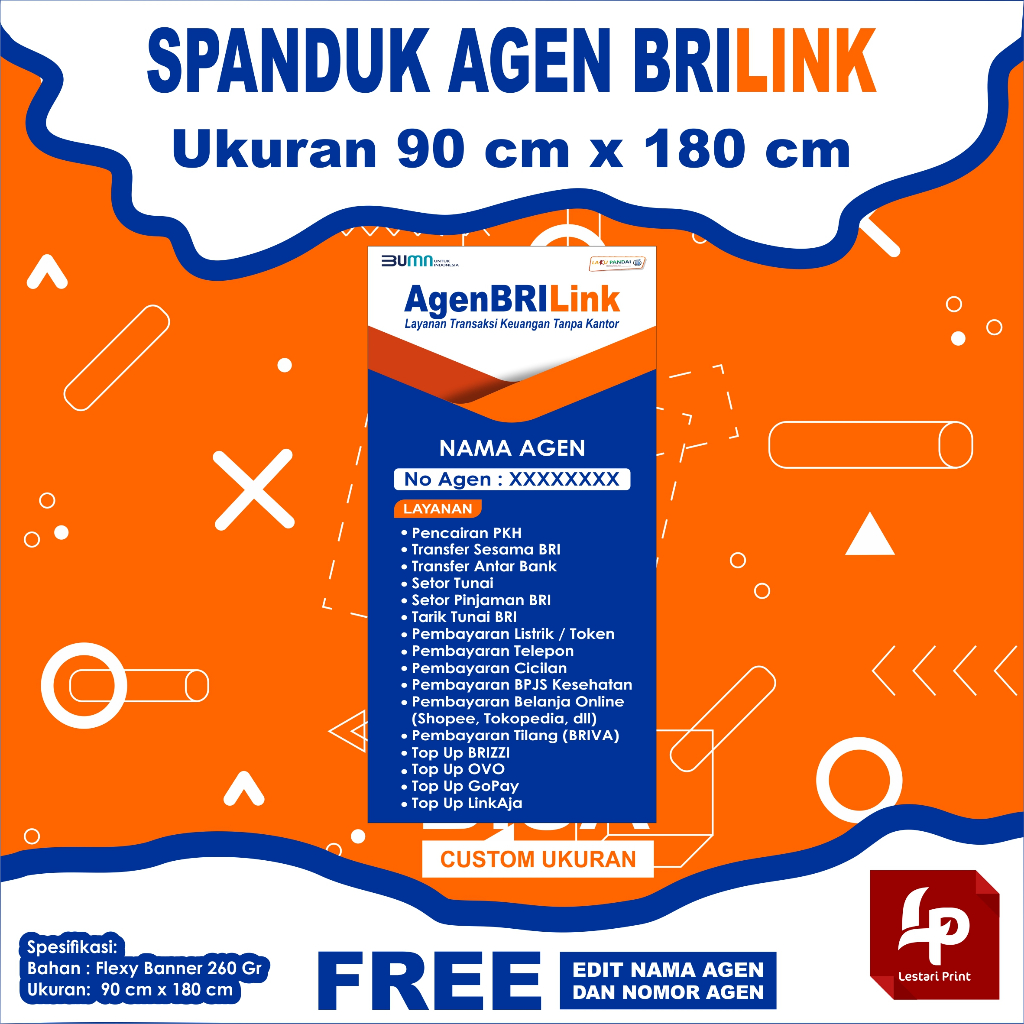 Jual SPANDUK BRILINK 90CM X 180CM / SPANDUK AGEN BRILINK / BANNER AGEN ...