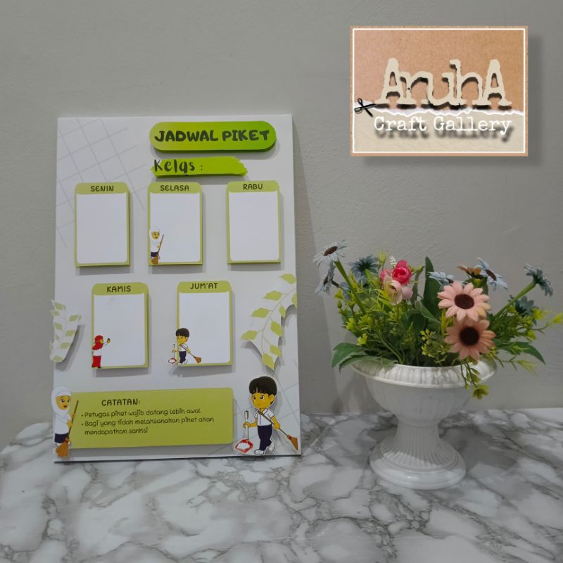 Jual Jadwal Piket Kelas 3D ukuran A3 bisa custom tema design | Shopee ...