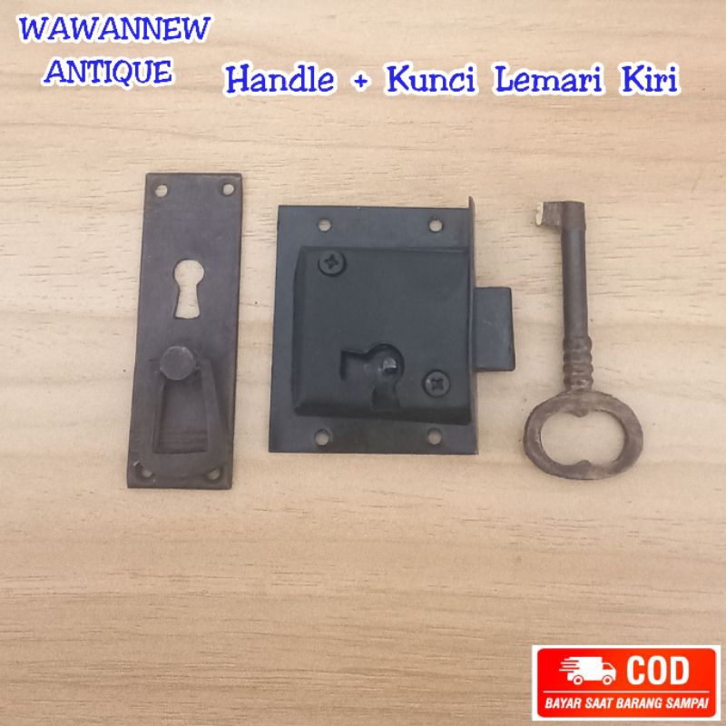 Jual Handle / Tarikan Laci Lemari Jendela Pintu Rumah Kuningan + Kunci ...