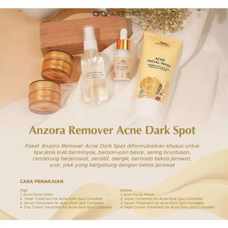 Jual anzora paket acne dark spot malam di ganti siang (siang, siang ...