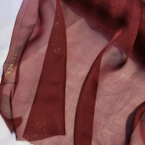 Jual Kain Sifon Sutra Asli / Bahan Chiffon Silk ( Polos Metalic Glitter ...