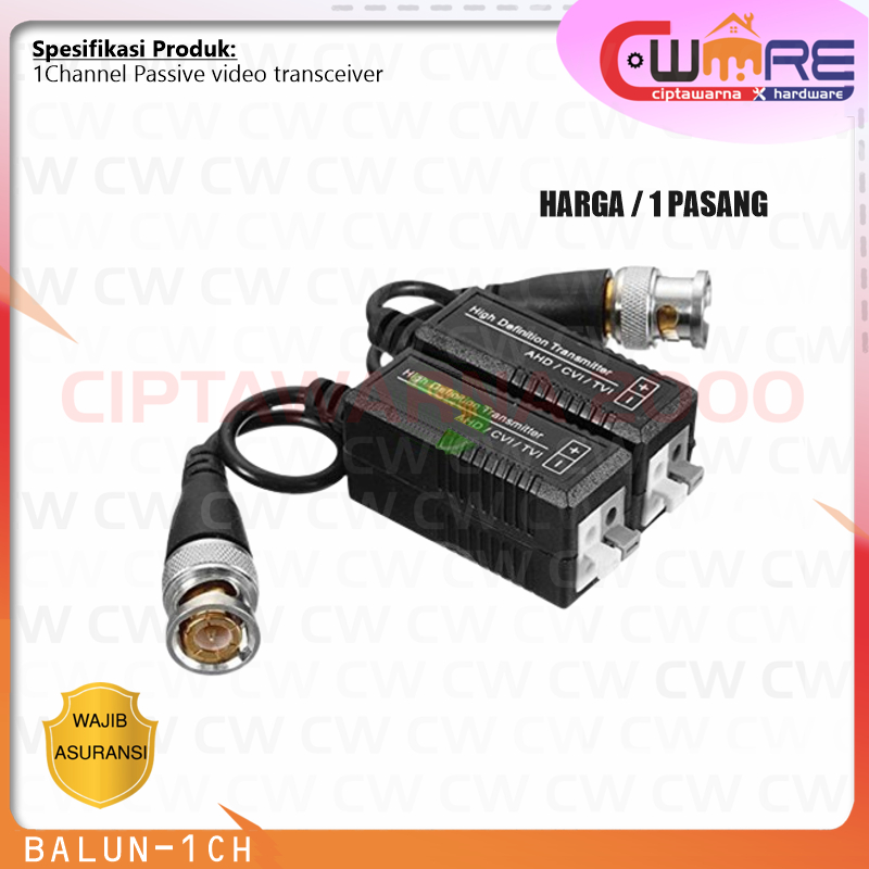 Jual Video Balun CCTV HDCVI Passive Hd transceiver single Channel ...