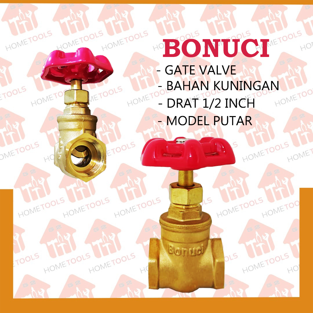Jual Gate Valve Kuningan Stop Kran Putar Drat Dalam 1/2" 125 Bonuci | Shopee Indonesia