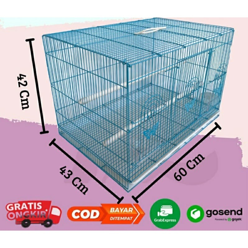 Jual Kandang Burung Size L 60x43x42cm Kandang Kelinci Kucing Anjing ...