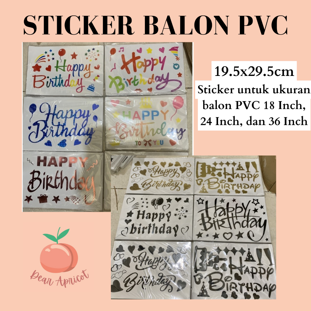 Jual STICKER BALON PVC ECER UNTUK BALON 18 INCH, 24 INCH, 36 INCH ...