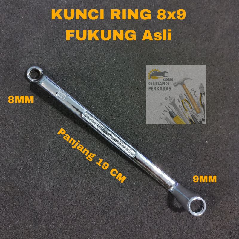 Jual Kunci Ring 8x9 FUKUNG ASLI - Double Offset Ring Spanner Wrench 8MM ...