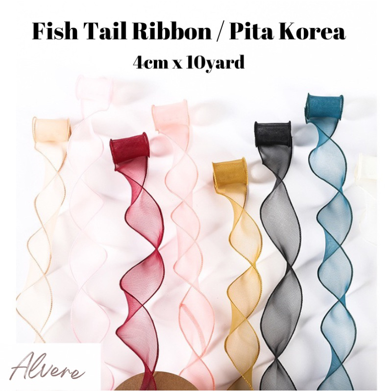 Jual Fishtail Ribbon Pita Organza Korea Keriting Wavy Transparan ...