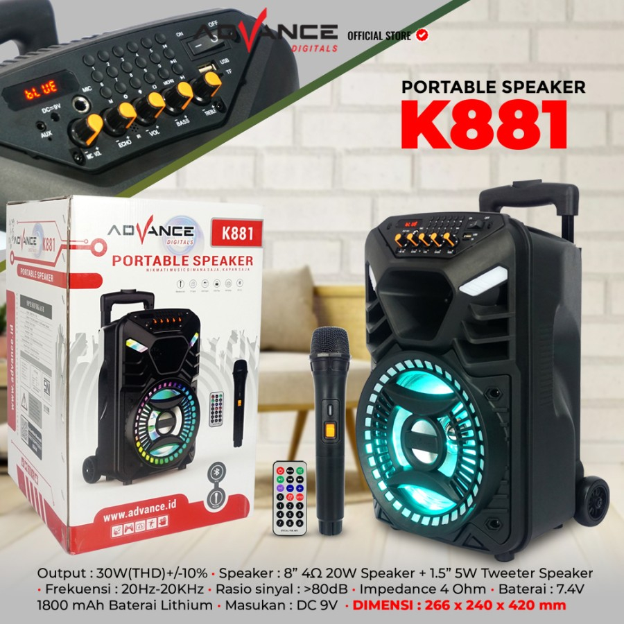 Jual Speaker Bluetooth Advance K881 Speaker PA Hi Fi Portable FREE MASKER CCARE | Shopee Indonesia