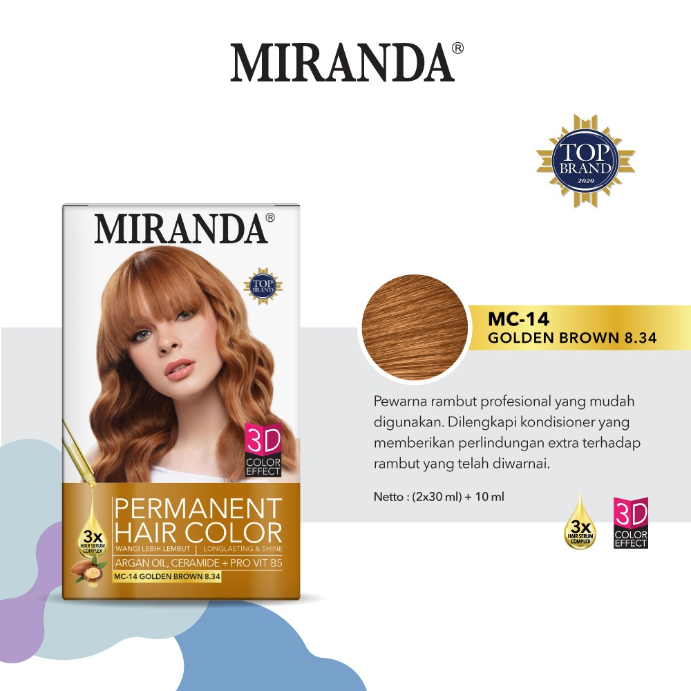 Jual MIRANDA Premium Hair Color 3D Cream Peroxide 30ml || Miranda Semir ...