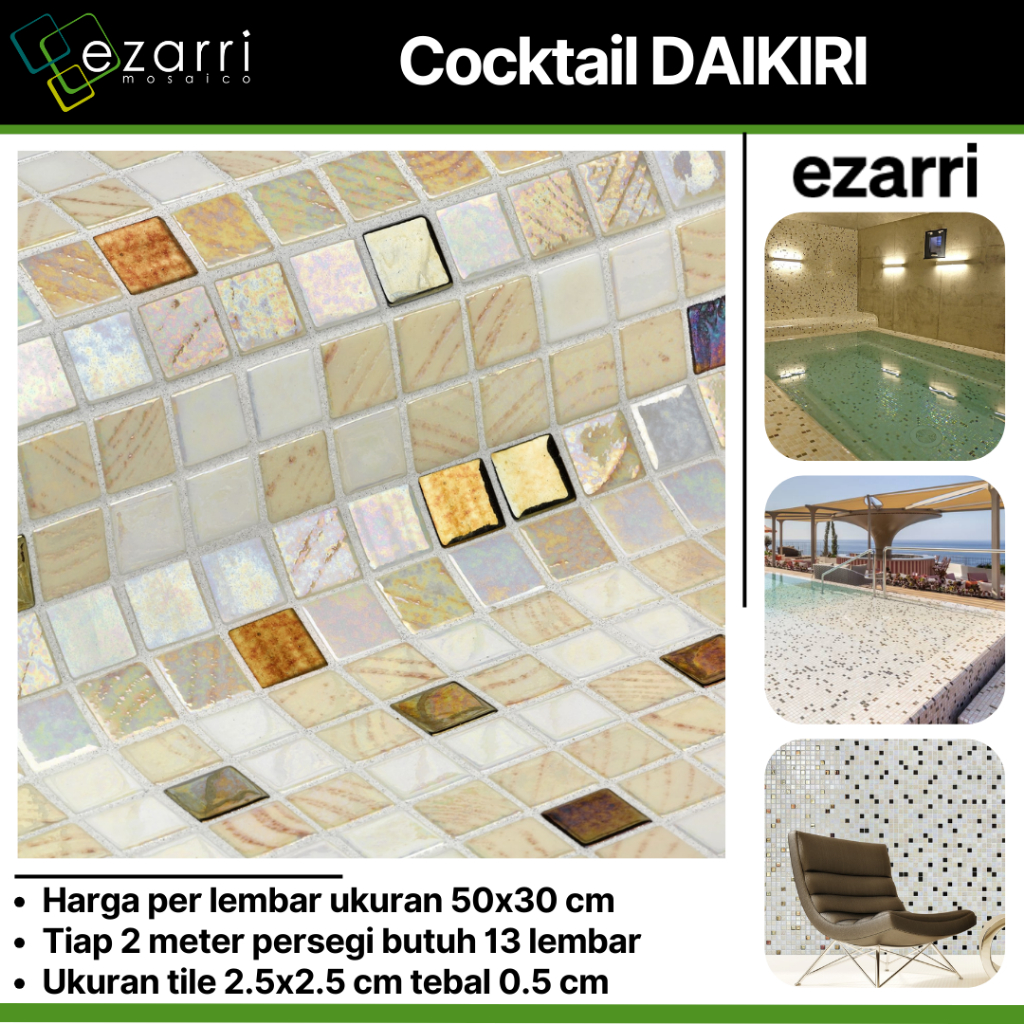Jual Keramik Mozaik Kolam Renang Mosaic Mosaik Kaca Ezarri Tipe ...
