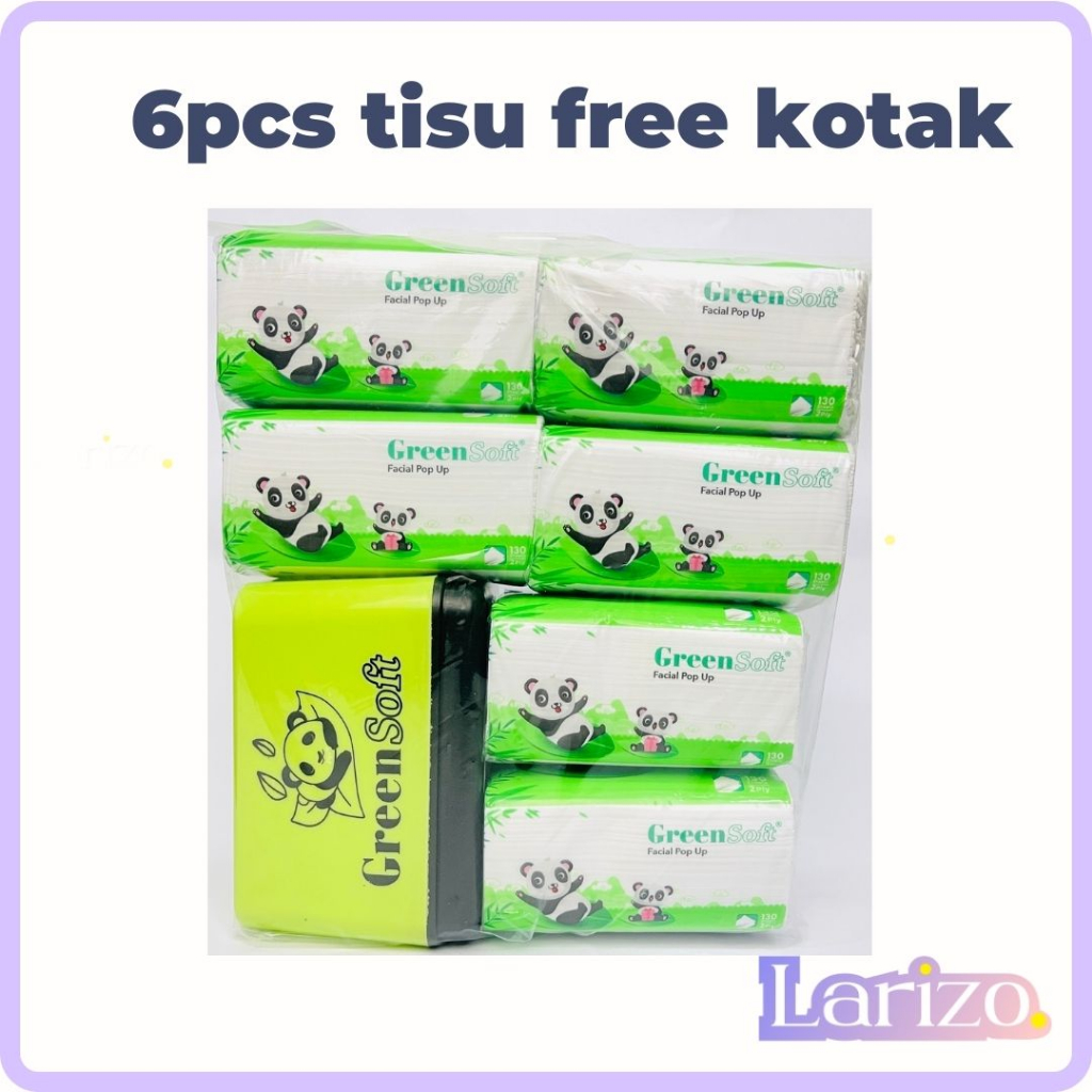 Jual Tisu Pop Up Green Soft 130 sheet ( 6Pcs Free Kotak ) / Tissue ...
