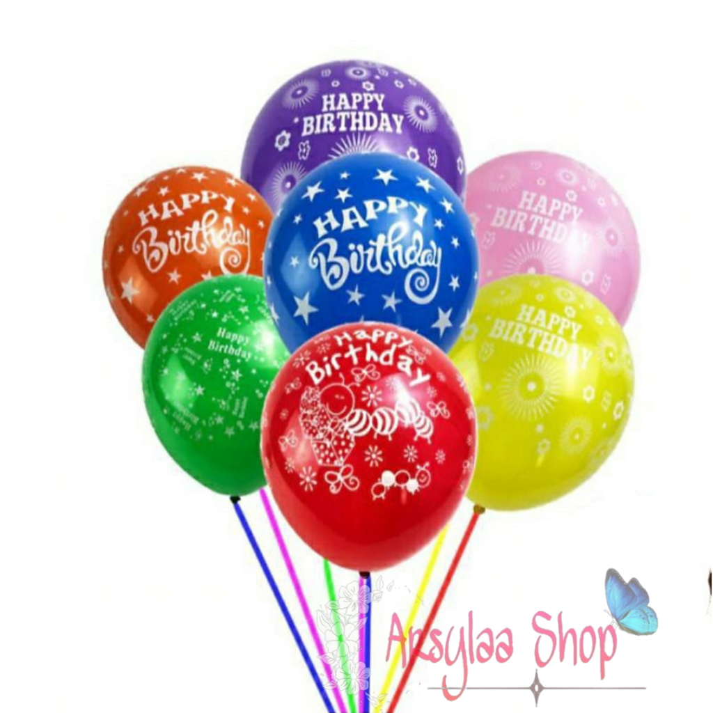 Jual Balon Latex 12 inch Motif Happy Birthday / Balon Hbd Pesta Ulang ...