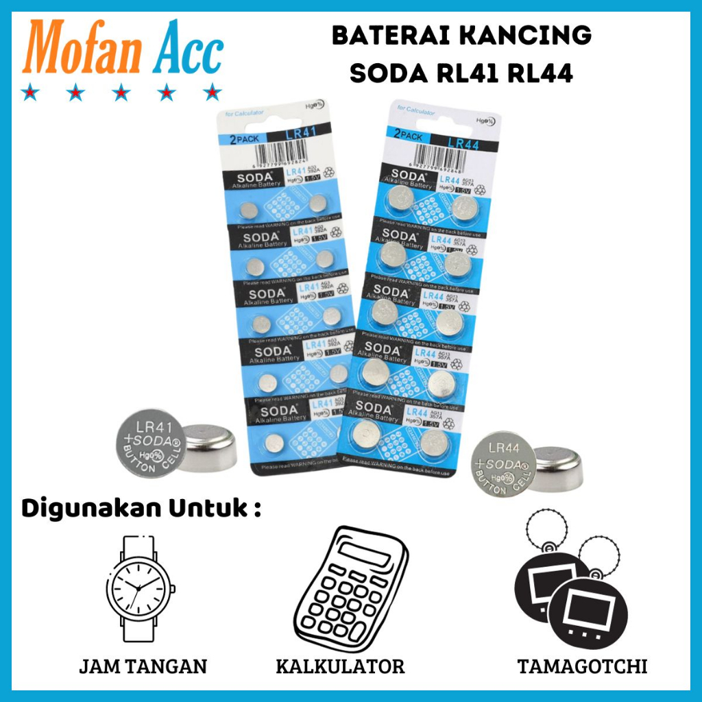 Jual Baterai Kancing Soda LR41 LR44 / Batu Batre Untuk Jam Tangan Timbangan Kalkulator Mainan ...