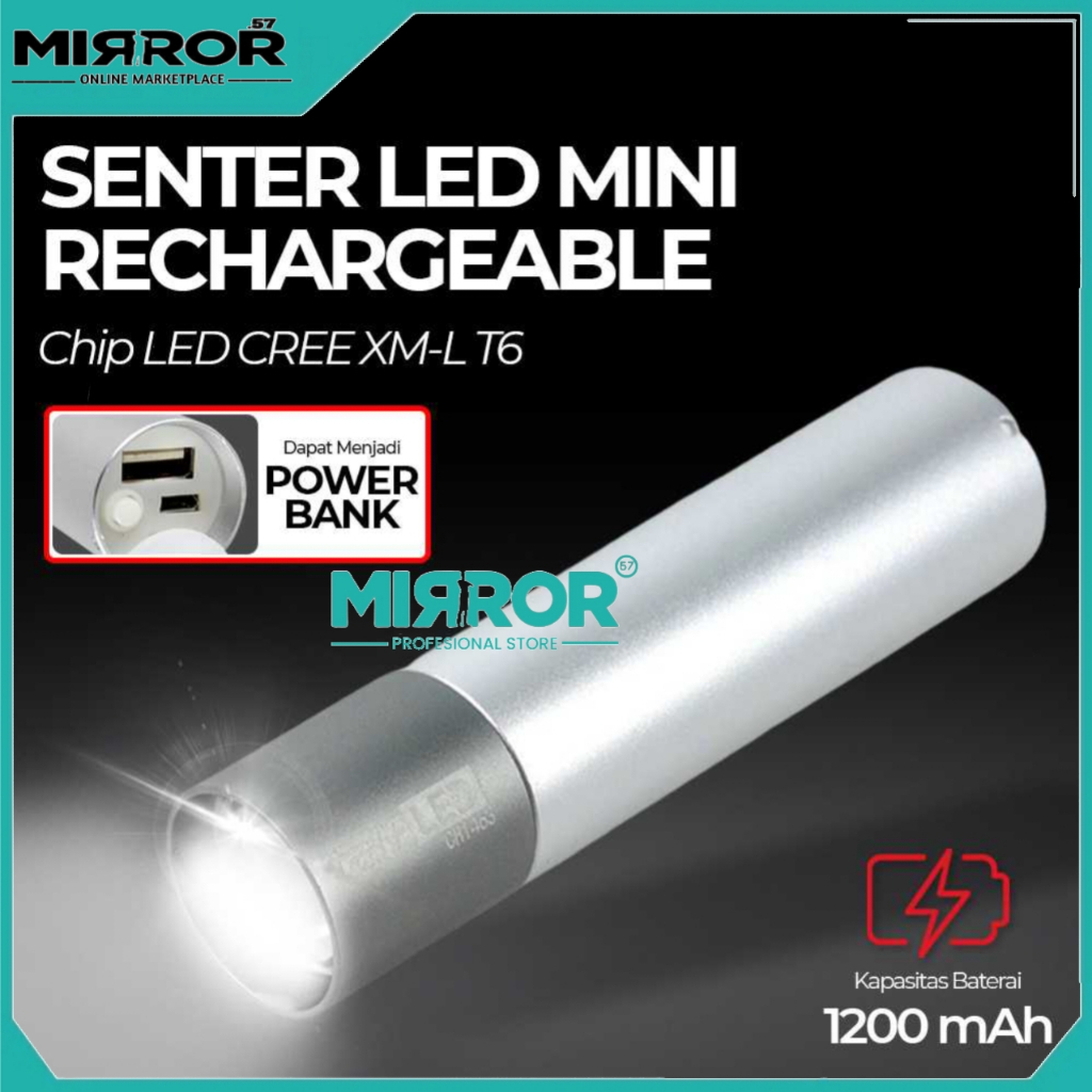 Jual Senter LED Mini USB Rechargeable Cree XM-L T6 1200mAh Bisa Di Zoom ...
