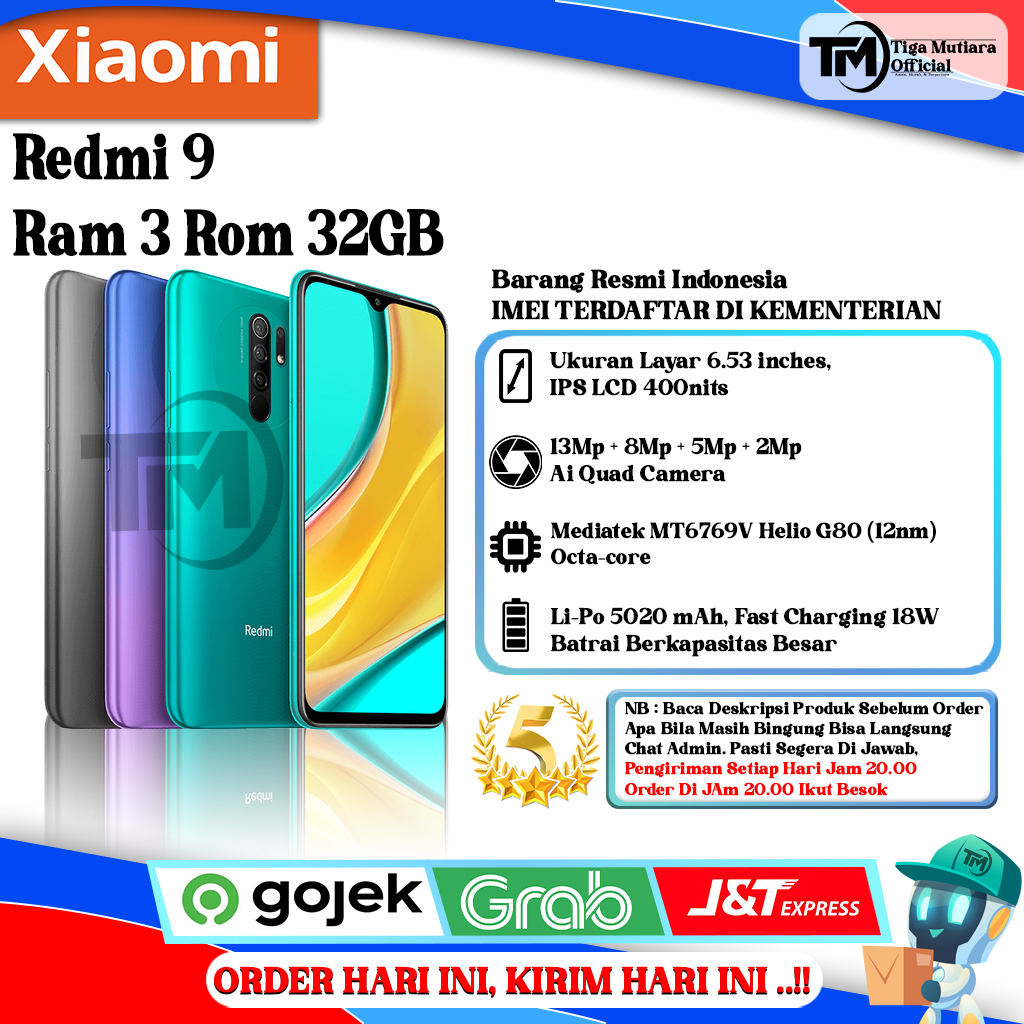 Jual Xiaomi Redmi 9 Ram 3 Rom 32GB Segel Original & Bergaransi Resmi ...