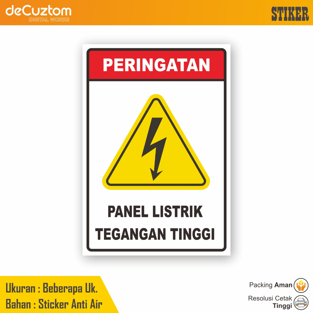 Jual Stiker Peringatan Panel Listrik Tegangan Tinggi Sticker K3 Listrik ...