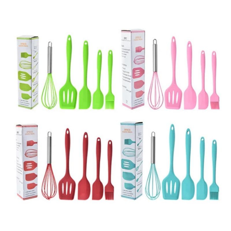 Jual Spatula Set Silikon isi 5 IN 1 / Alat Masak Tahan Panas Sutil ...