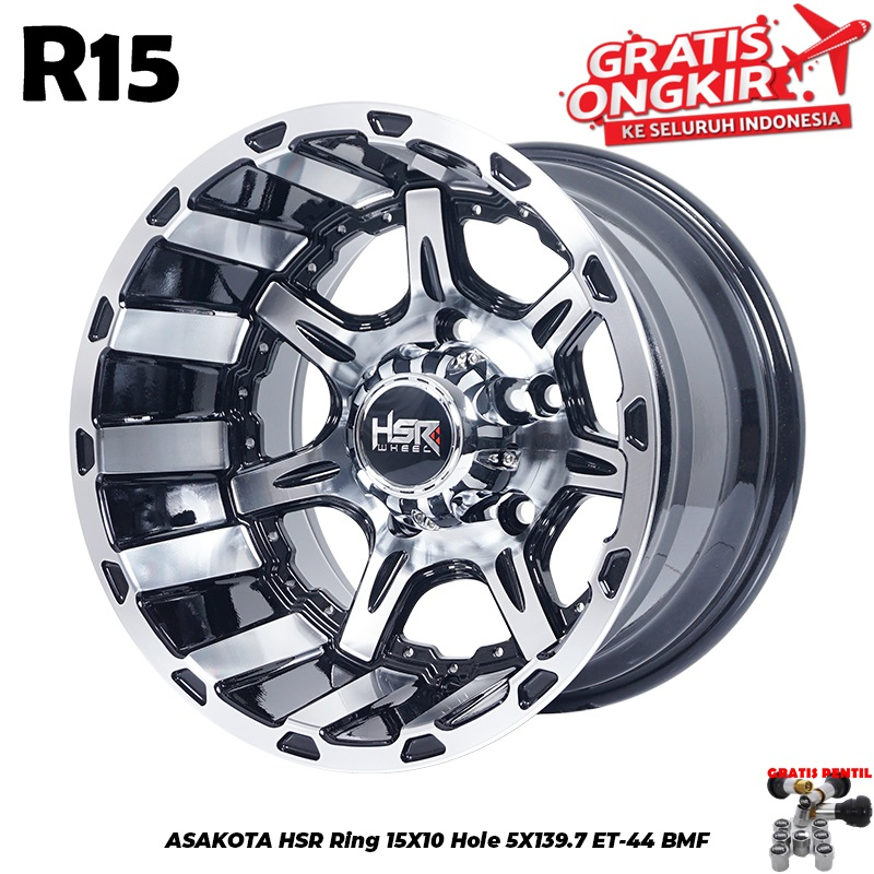 Jual Velg celong mobil Escudo ring 15 HSR ASAKOTA R15 lebar 10 Hole 5X139,7 ET-44 Black Machine ...