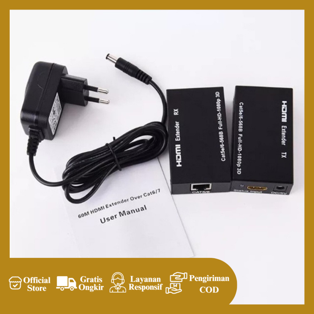 Jual Hdmi extender 60m cat 5 / 5e / 6 / cat5 / cat6 Converter hdmi to ...