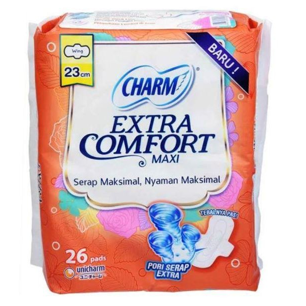 Jual Charm EXTRA COMFORT MAXI 23 cm WING 26 pads Pembalut | Shopee ...