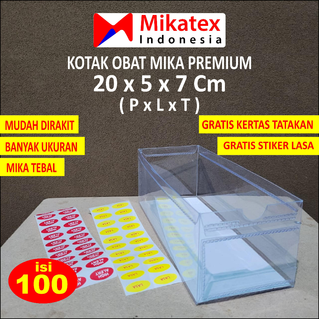 Jual Paket (100pcs) Kotak Obat Mika 20 x 5 x 7 buat Rumah sakit, Apotek ...