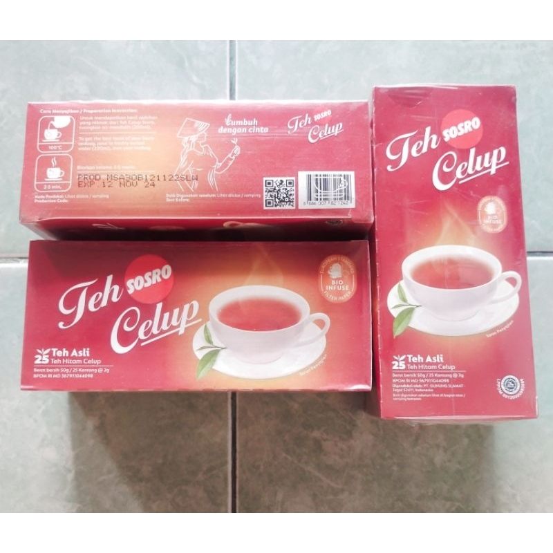 Jual teh sosro celup teh hitam celup 25 kantong@2g | Shopee Indonesia