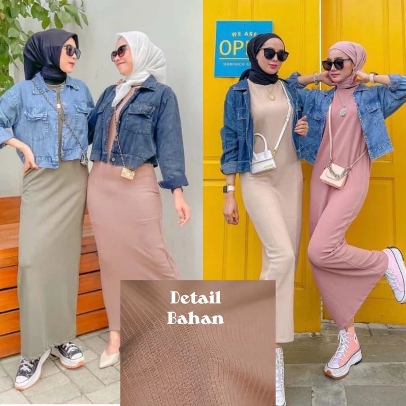 Jual Inner Knit Dress Span Yukensi Tanpa Lengan Manset Gamis Dalaman ...