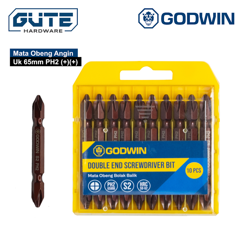 Jual GUTE GODWIN Screwdriver Bit Magnet PH2 x 65 mm Plus + Mata Obeng ...