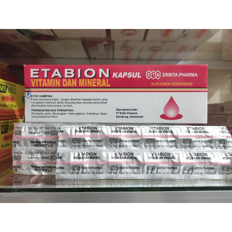 Jual ETABION BOX ISI 100 KAPSUL - Suplemen Penambah darah / Vitamin dan ...