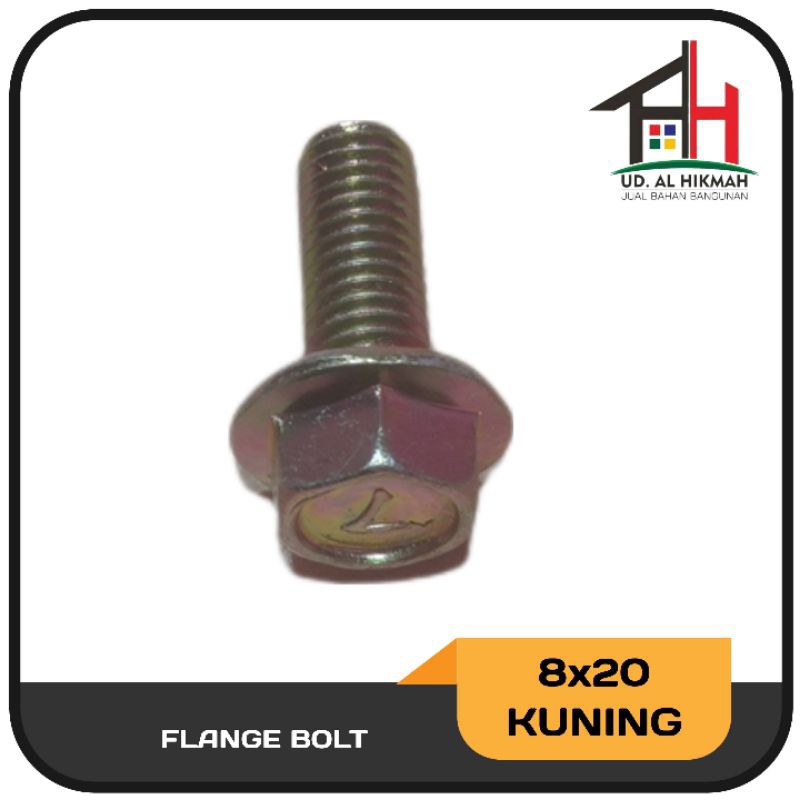 Jual BAUT Flange Bolt M8x20 / Baut Topi Kuning M8 X 20 Kunci 12 | Shopee Indonesia
