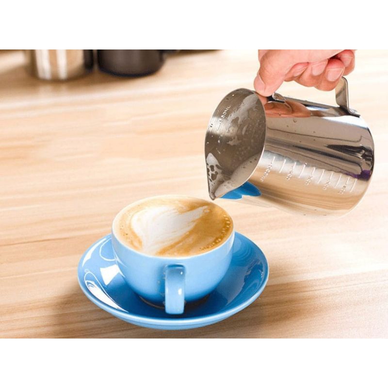 Jual Teko Gelas susu 350ml dan 600ml stainless Milk jug kopi esspresso ...