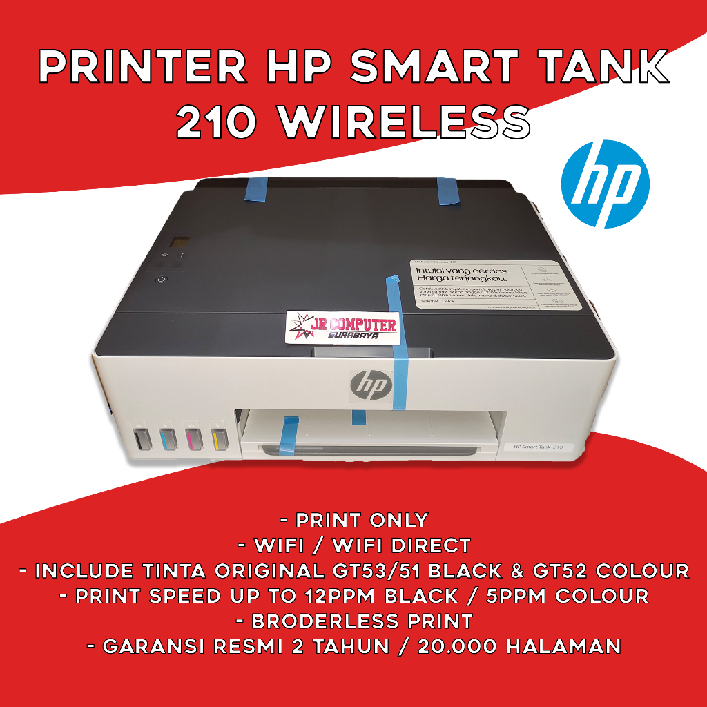 Jual PRINTER HP SMART TANK 210 PRINT ONLY (WIRELESS) | Shopee Indonesia