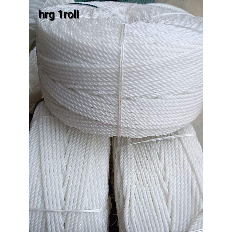 Jual 1 Roll Tali Tambang Plastik Nilon Putih 4mm Nylon PE -+200Meter | Shopee Indonesia