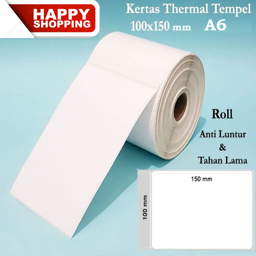 Jual Kertas Thermal Sticker LABEL A6 100x150 mm / Kertas Barcode Roll | Shopee Indonesia