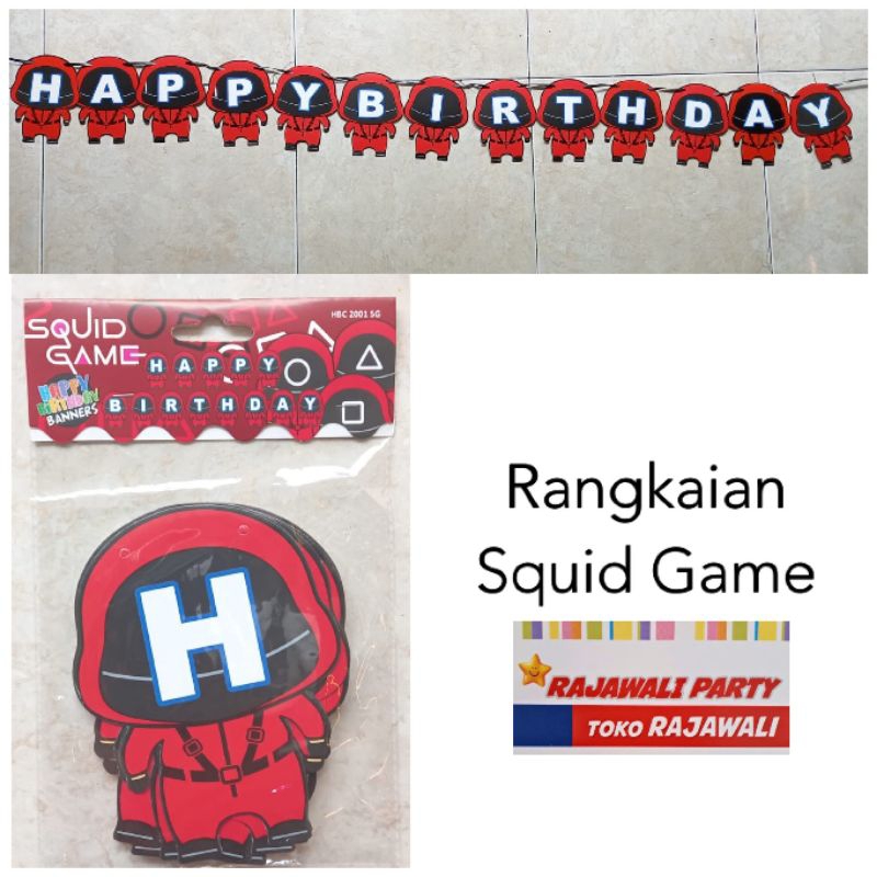 Jual Rangkaian HBD Karakter Squid Game/Banner HBD/Bunting Flag Squid ...