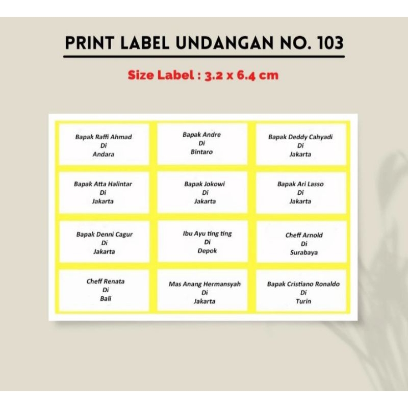 Jual label print undangan / stiker nama undangan | Shopee Indonesia