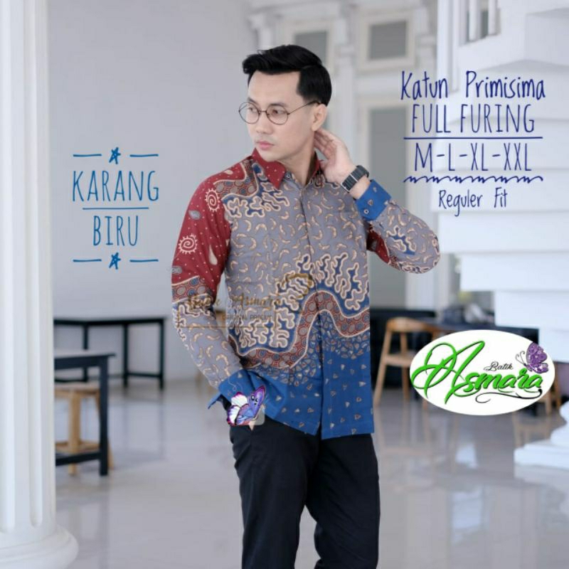 Jual Batik karang biru kemeja sultan | Shopee Indonesia