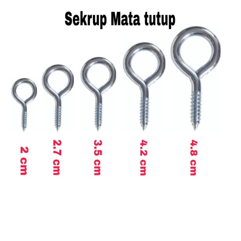 Jual sekrup skrup paku ulir hak mata tutup (10 pcs) kapstok cantolan ...