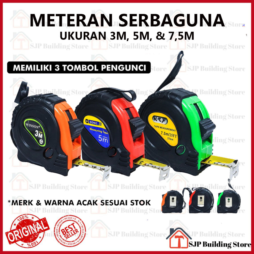 Jual Meteran Karet Tukang Measuring Tape - High Quality 3M 5M 7,5M 10M / Meteran 5M Tukang ...
